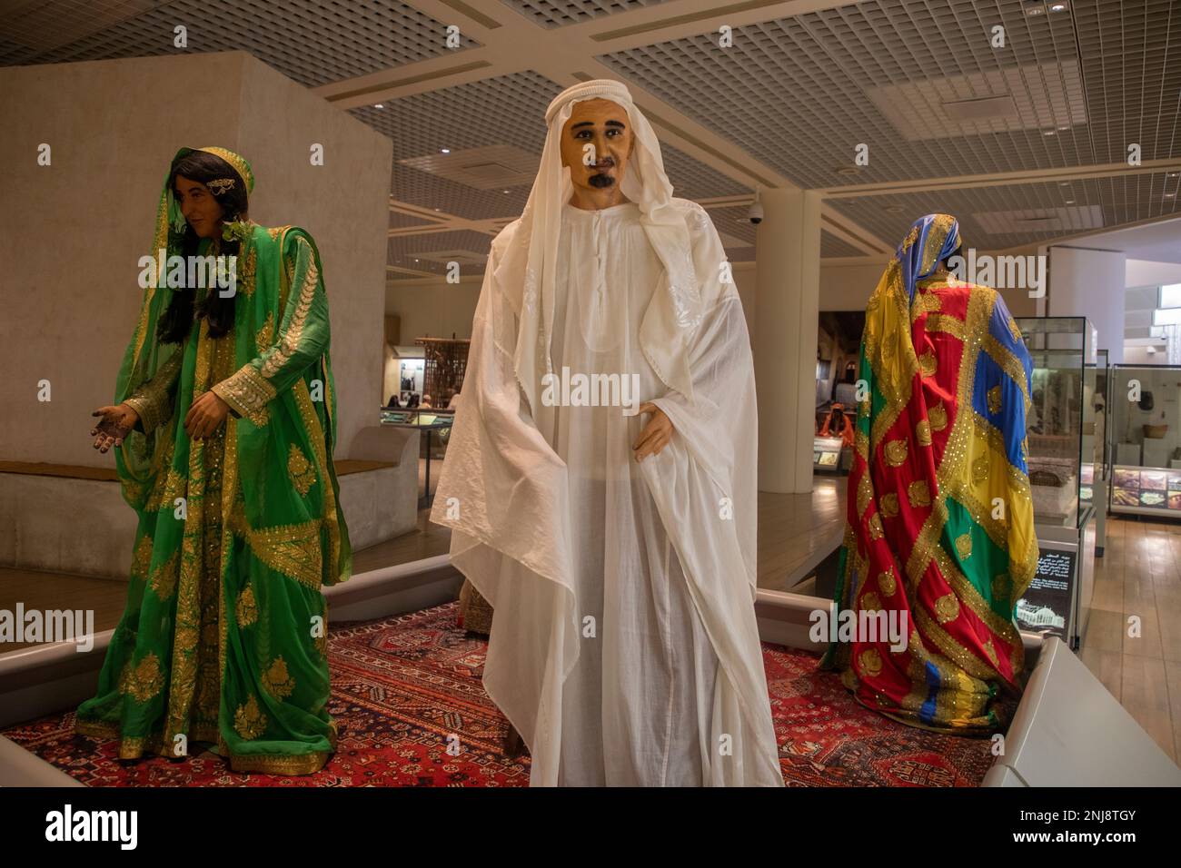 A gallery of Bahrain National Museum. Exhibit shows a traditional life ...