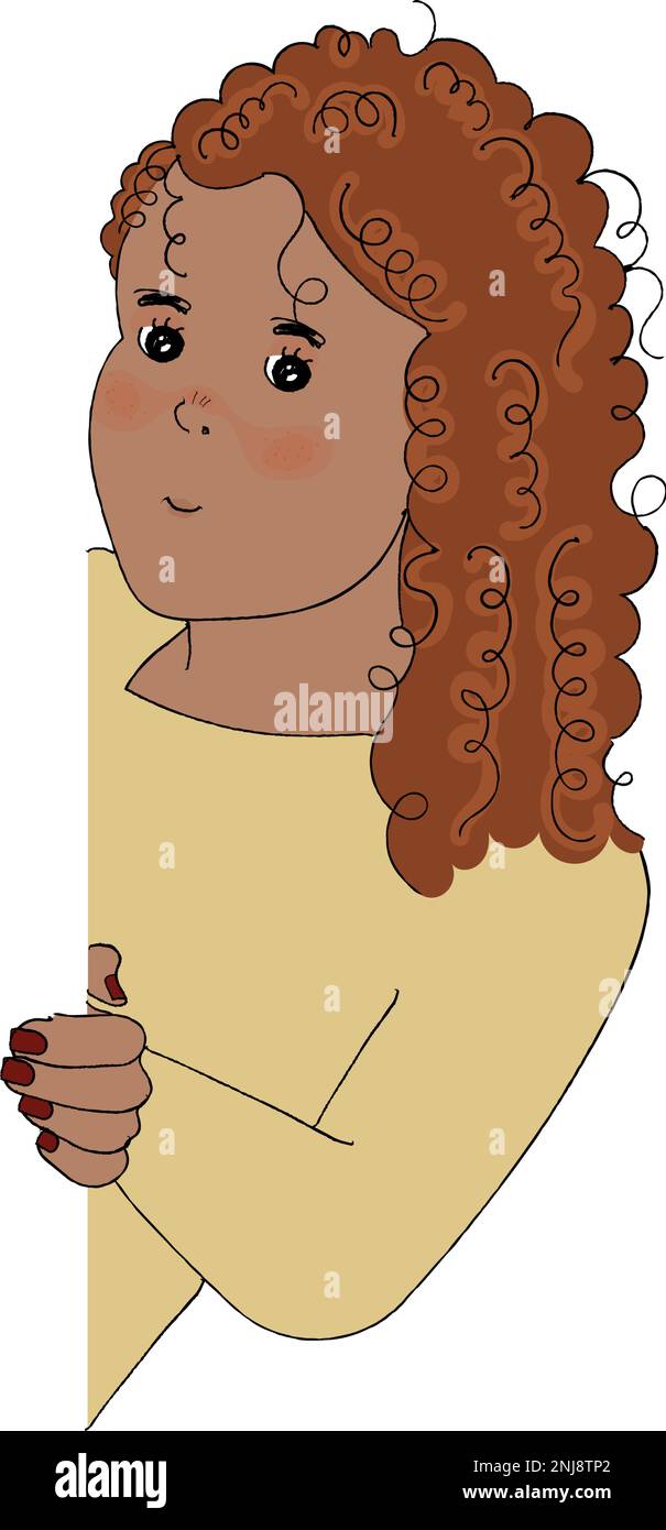 Isolated cute hiding girl character Vector Stock Vector Image & Art - Alamy