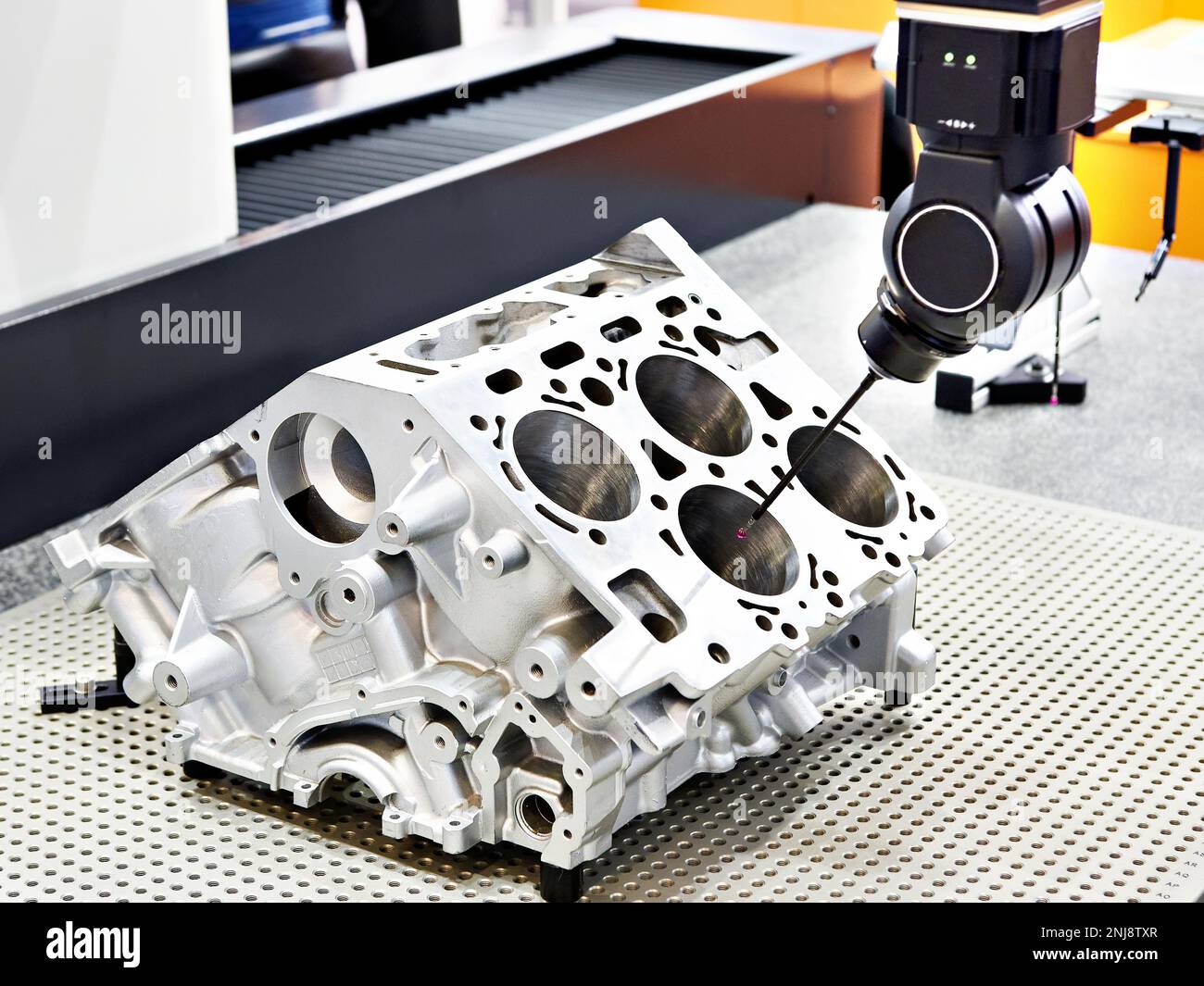 Coordinate measuring machine and block cylinder Stock Photo - Alamy