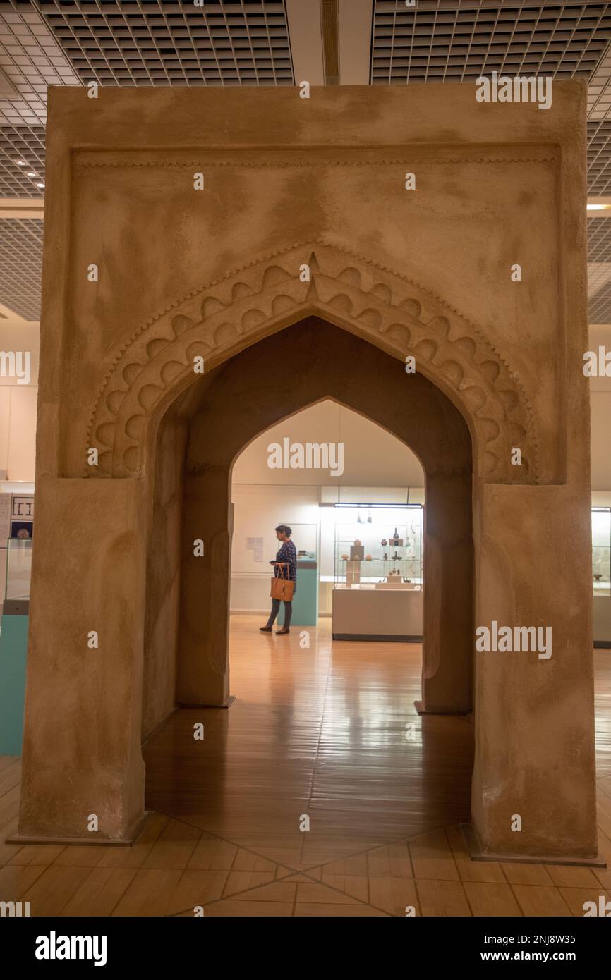 A gallery of Bahrain National Museum. Exhibit shows a traditional life ...