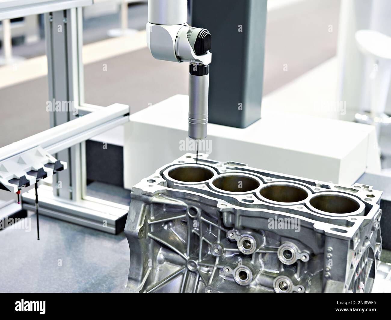 Coordinate measuring machine and block cylinder Stock Photo - Alamy