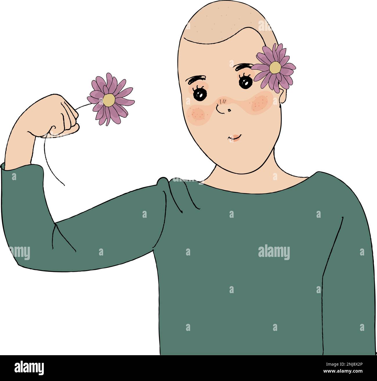 Isolated cute girl bald character Vector Stock Vector Image & Art - Alamy