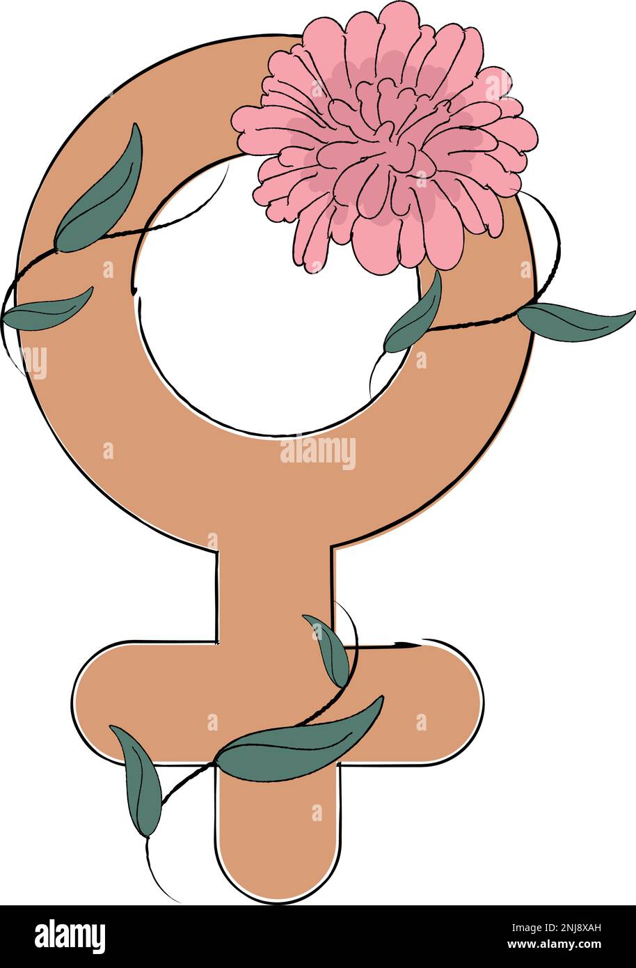 Isolated female gender symbol with leaves and flower Vector Stock ...