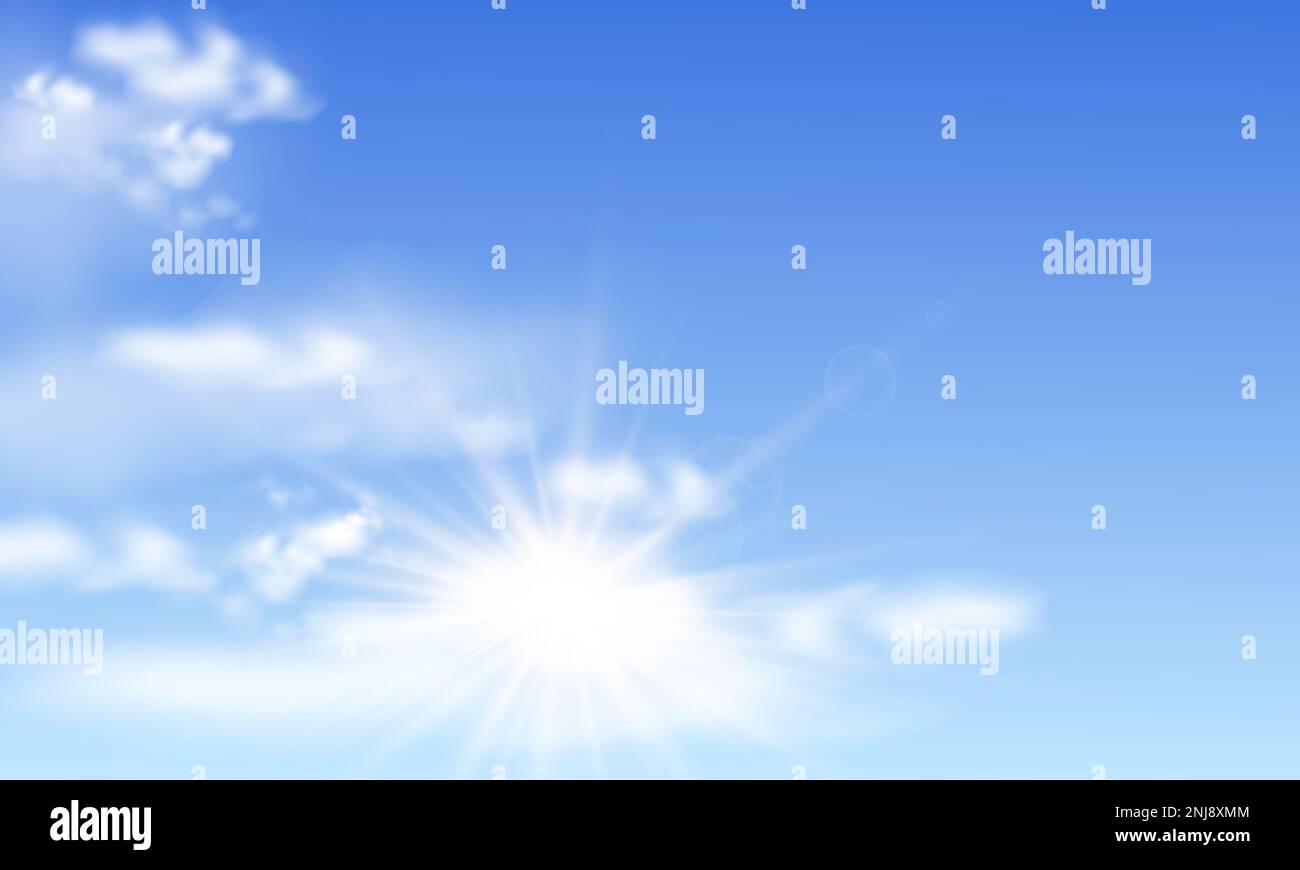 blue sky with clouds and sun rays Stock Photo - Alamy