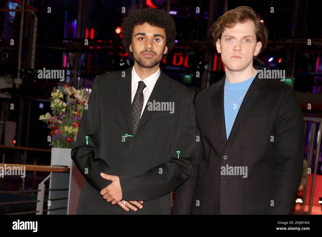 Berlin, Germany. 22nd Feb, 2023. Actors Langston Uibel (l) and Enno ...