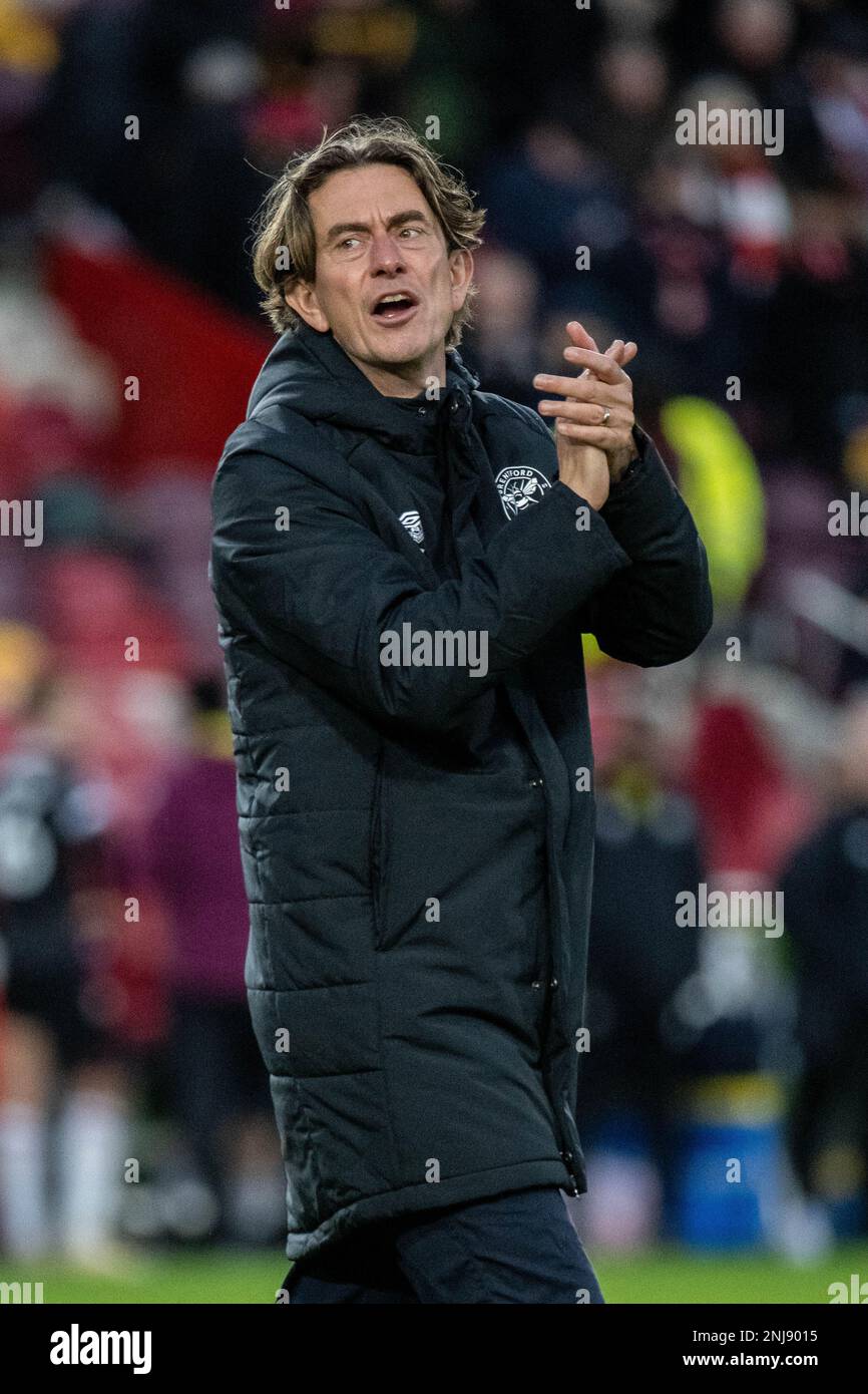 BRENTFORD, ENGLAND - FEBRUARY 18: Manager Thomas Frank of Brentford FC ...
