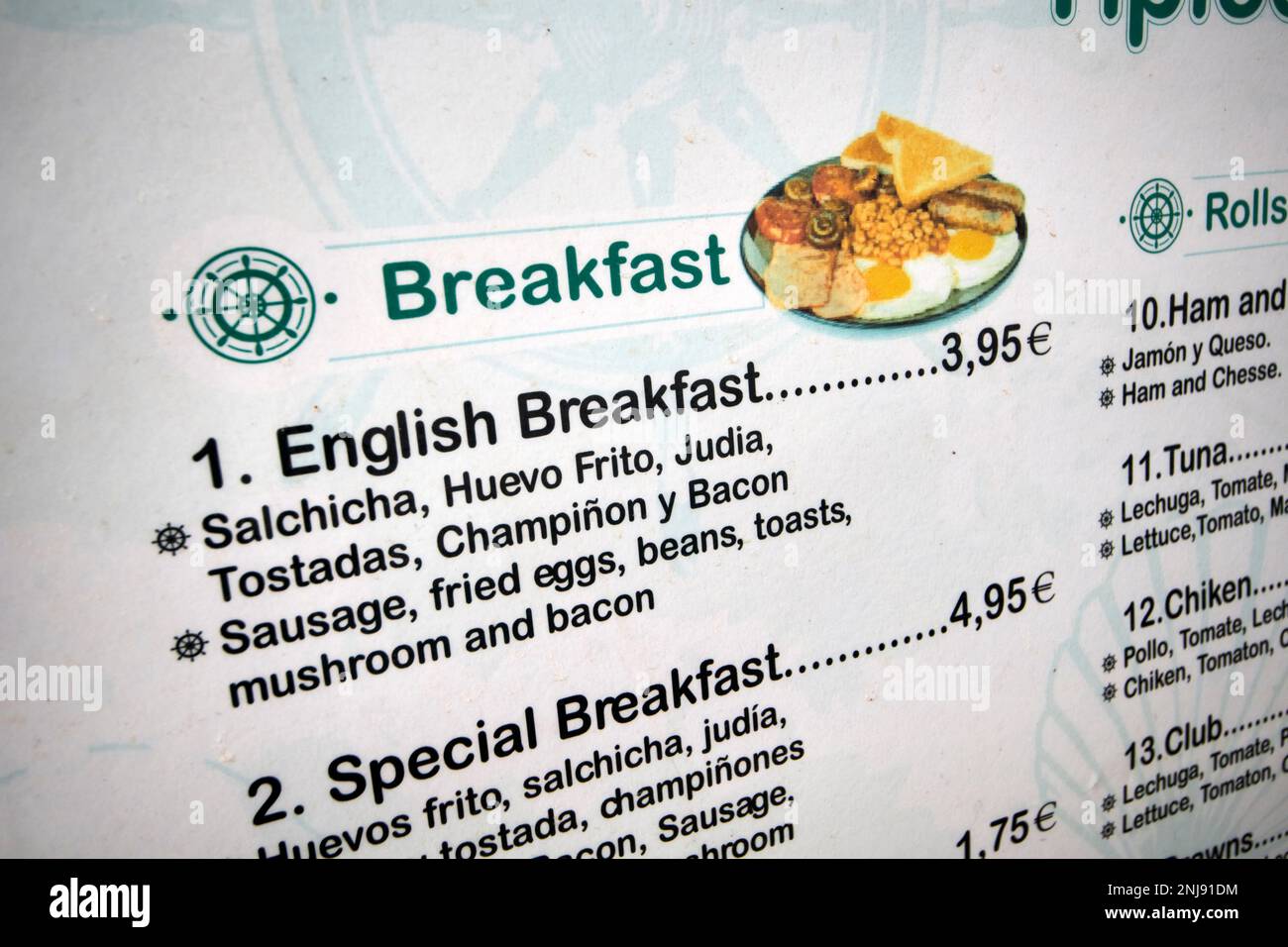 English breakfast menu hi-res stock photography and images - Alamy