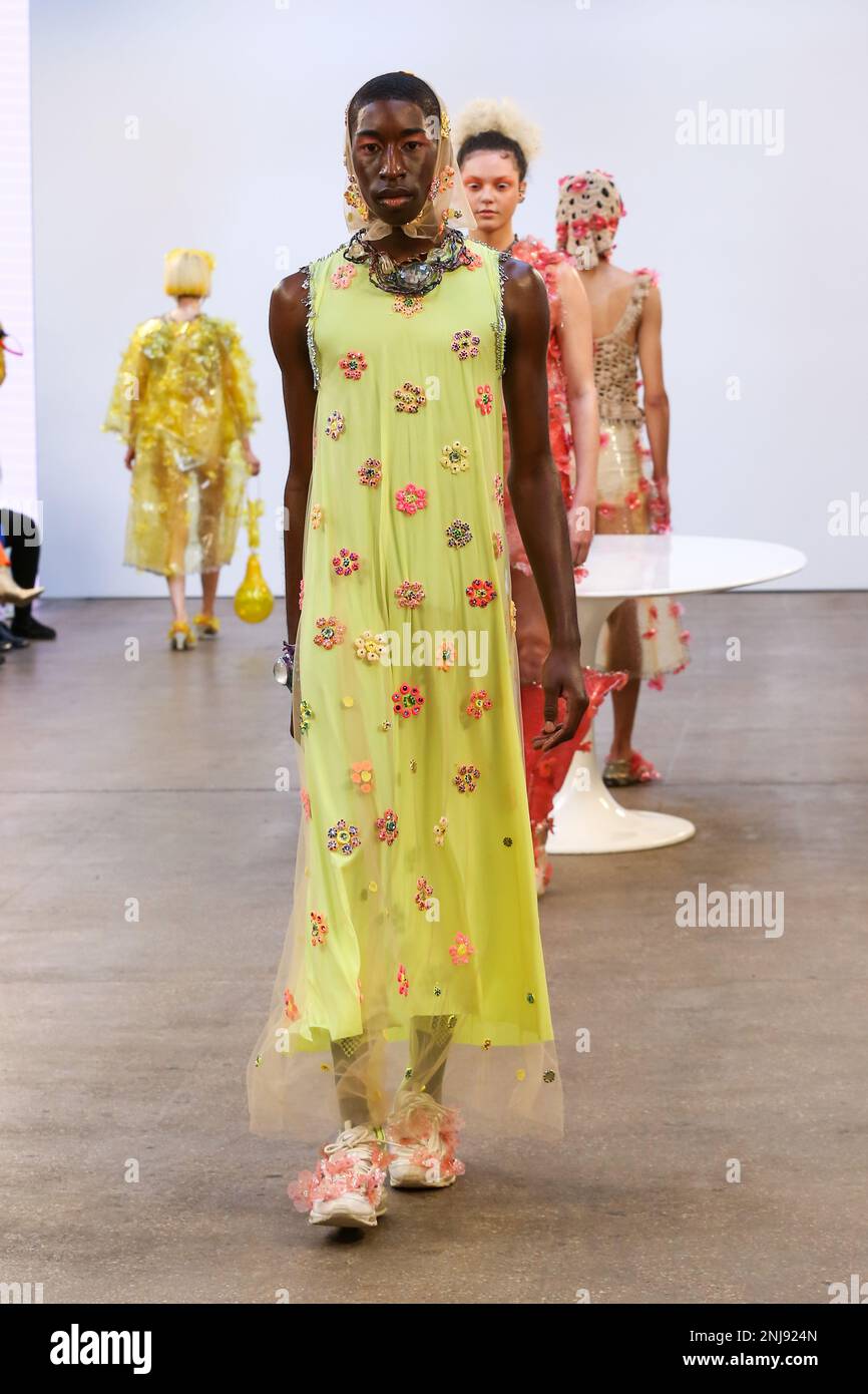 A model walks the runway wearing an outfit by Mata Durikovic of Slovak ...