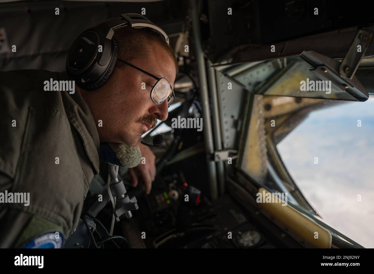 U.S. Air National Guard Staff Sgt. Derek Zeigler, boom operator with ...