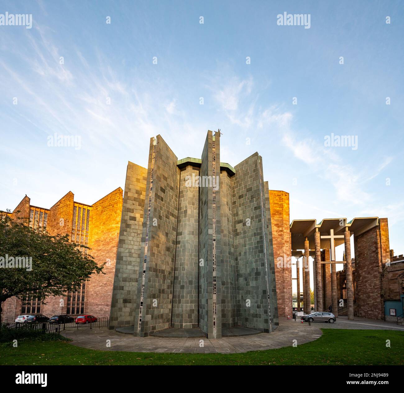 The old ruins and new Coventry Cathedral viewed from University Square ...