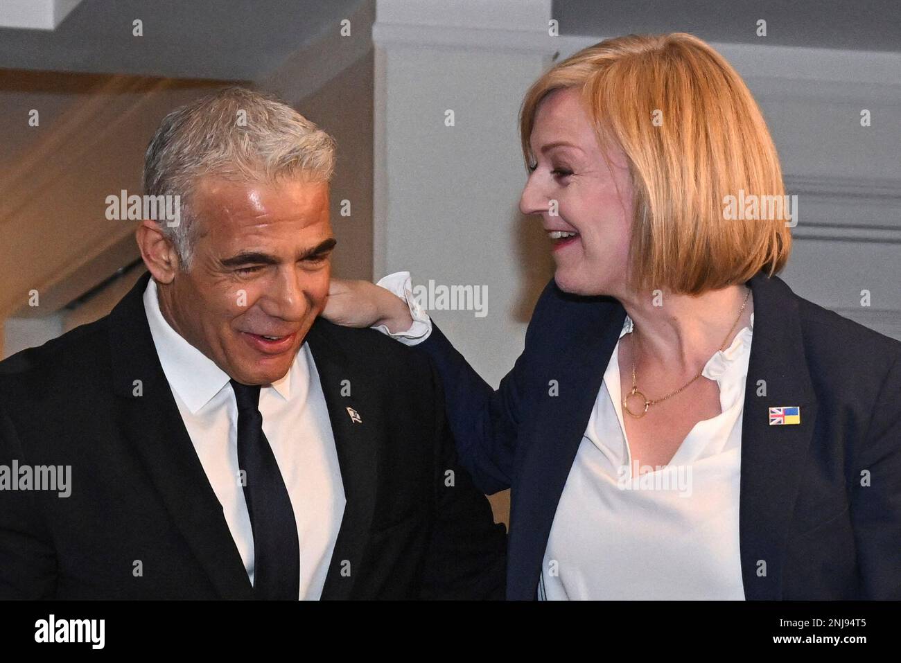 British Prime Minister Liz Truss and Israeli Prime Minister Yair Lapid hold a bilateral meeting ...