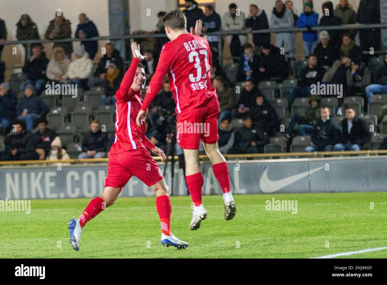 Patrick Sussek from Berliner AK 07 celebrates his team’s first goal to ...
