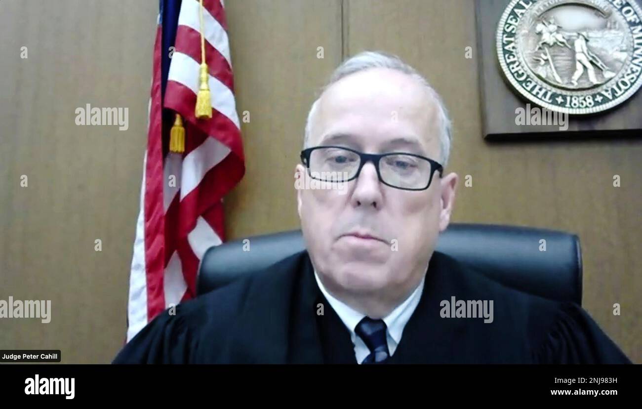 In this image from video, Hennepin County Judge Peter Cahill speaks while sentencing former ...