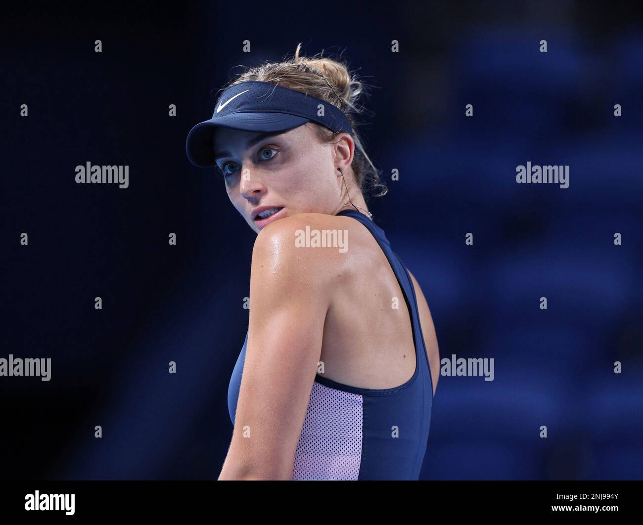 Paula Badosa of Spain looks frustrated during the game against Qinwen ...