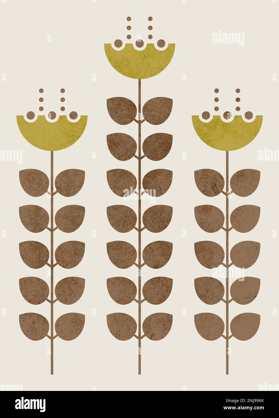 Retro Modern Tri Flower Illustration Stock Photo - Alamy