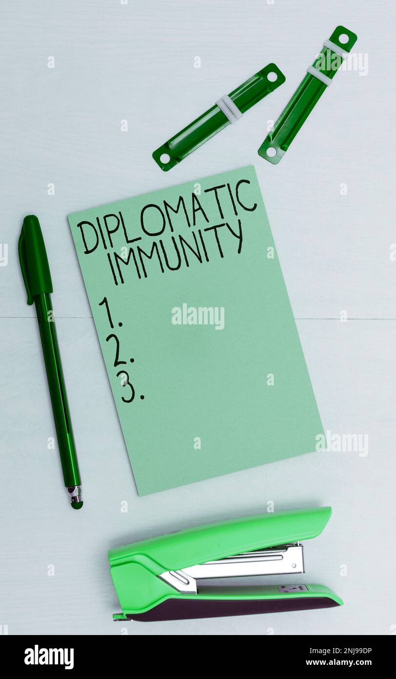 Inspiration showing sign Diplomatic Immunity. Word for law that gives ...