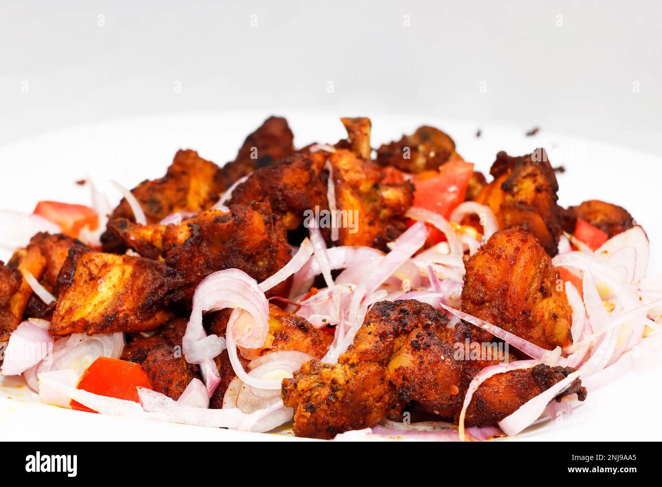Closeup Image Of Kerala Style Chicken Fry In White Background Stock ...