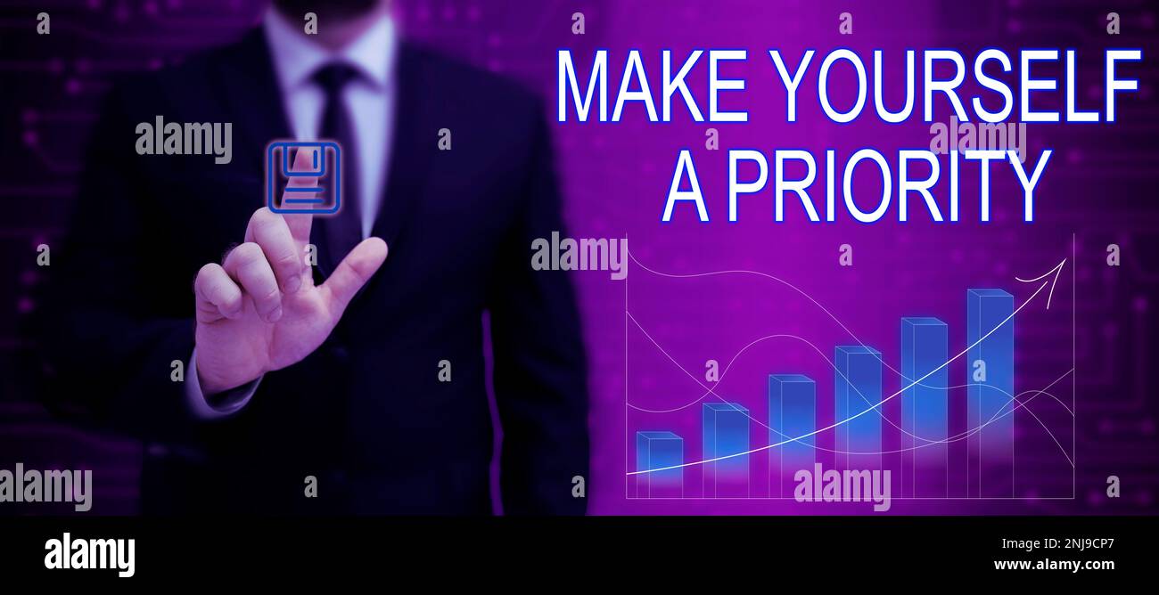 Sign displaying Make Yourself A Priority. Conceptual photo Think in ...