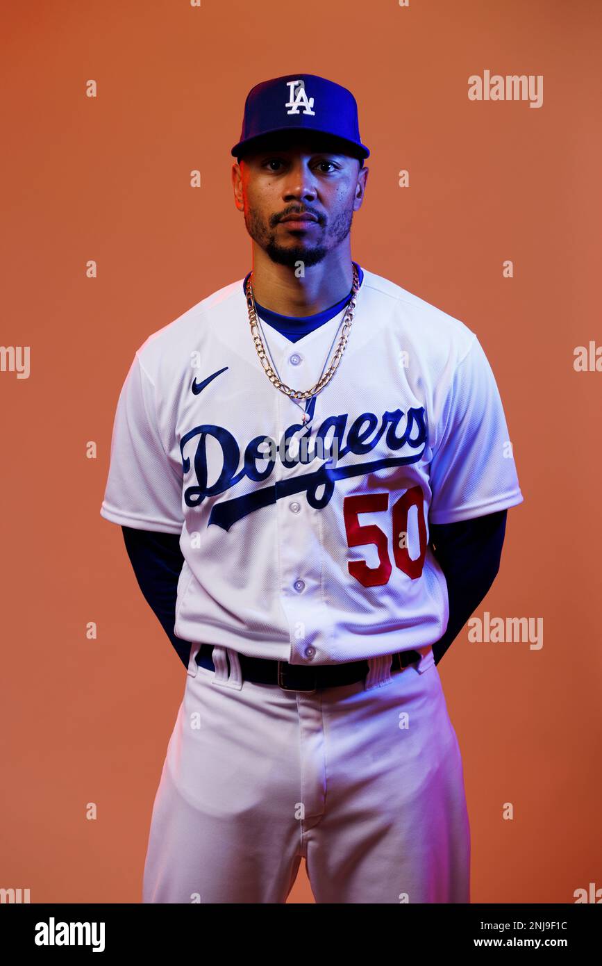 GLENDALE, AZ - FEBRUARY 22: Outfielder Mookie Betts (50) poses for a ...