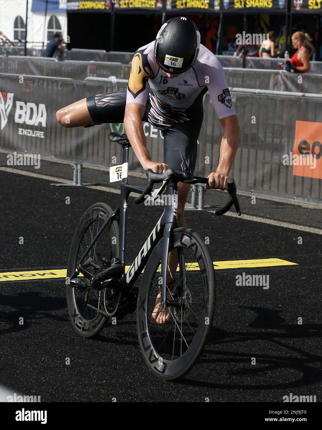 Jamie Riddle, of South Africa, at the Super League Triathlon ...