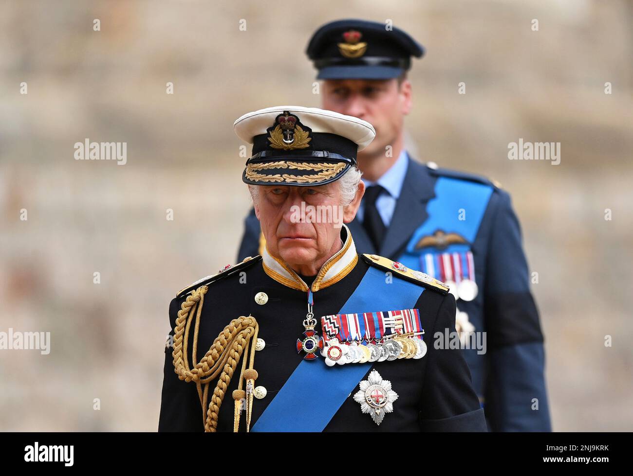 King Charles III and Prince William arrive for the Committal Service of ...