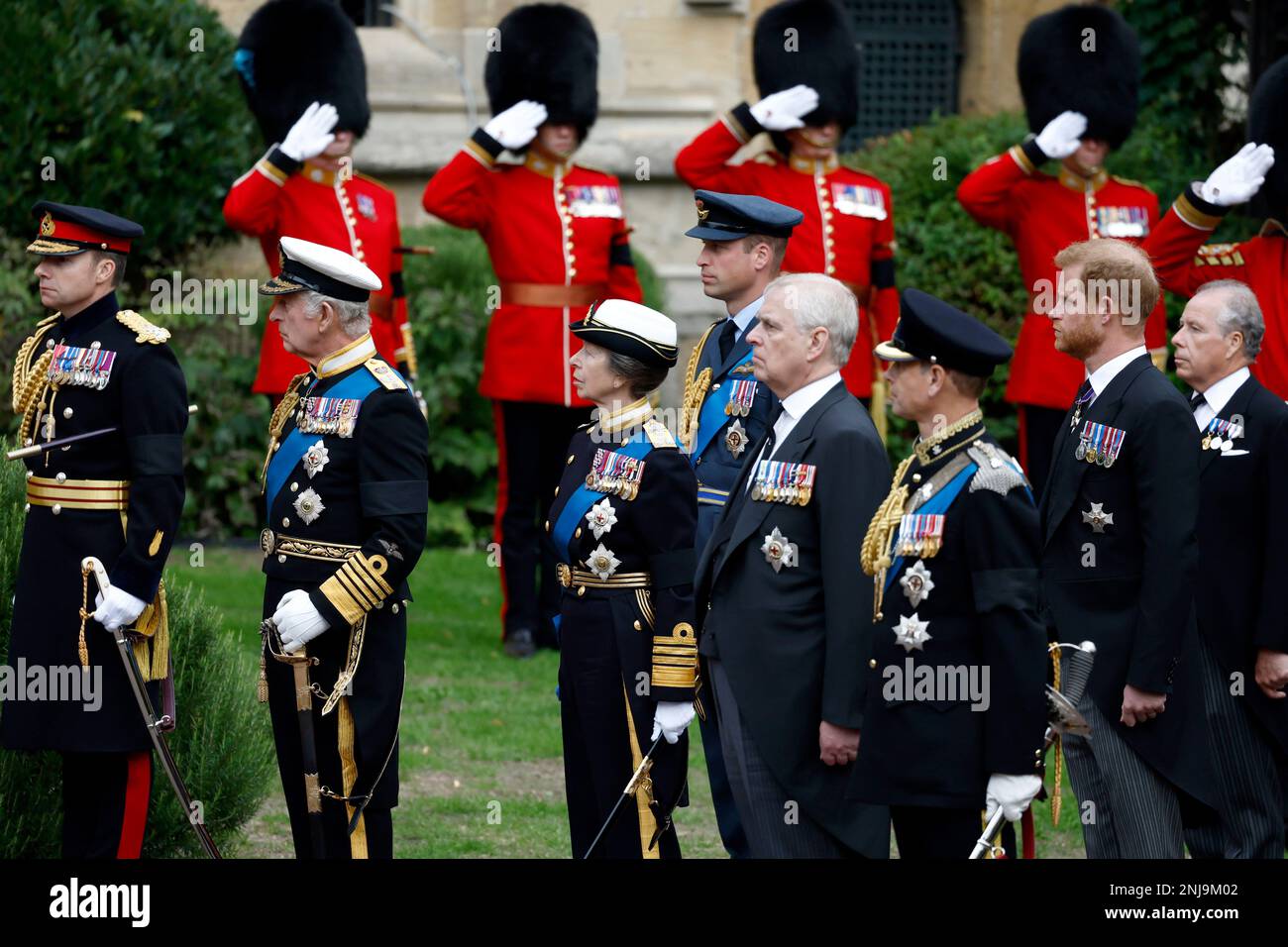 From second left, King Charles III, Princess Anne, Prince William ...