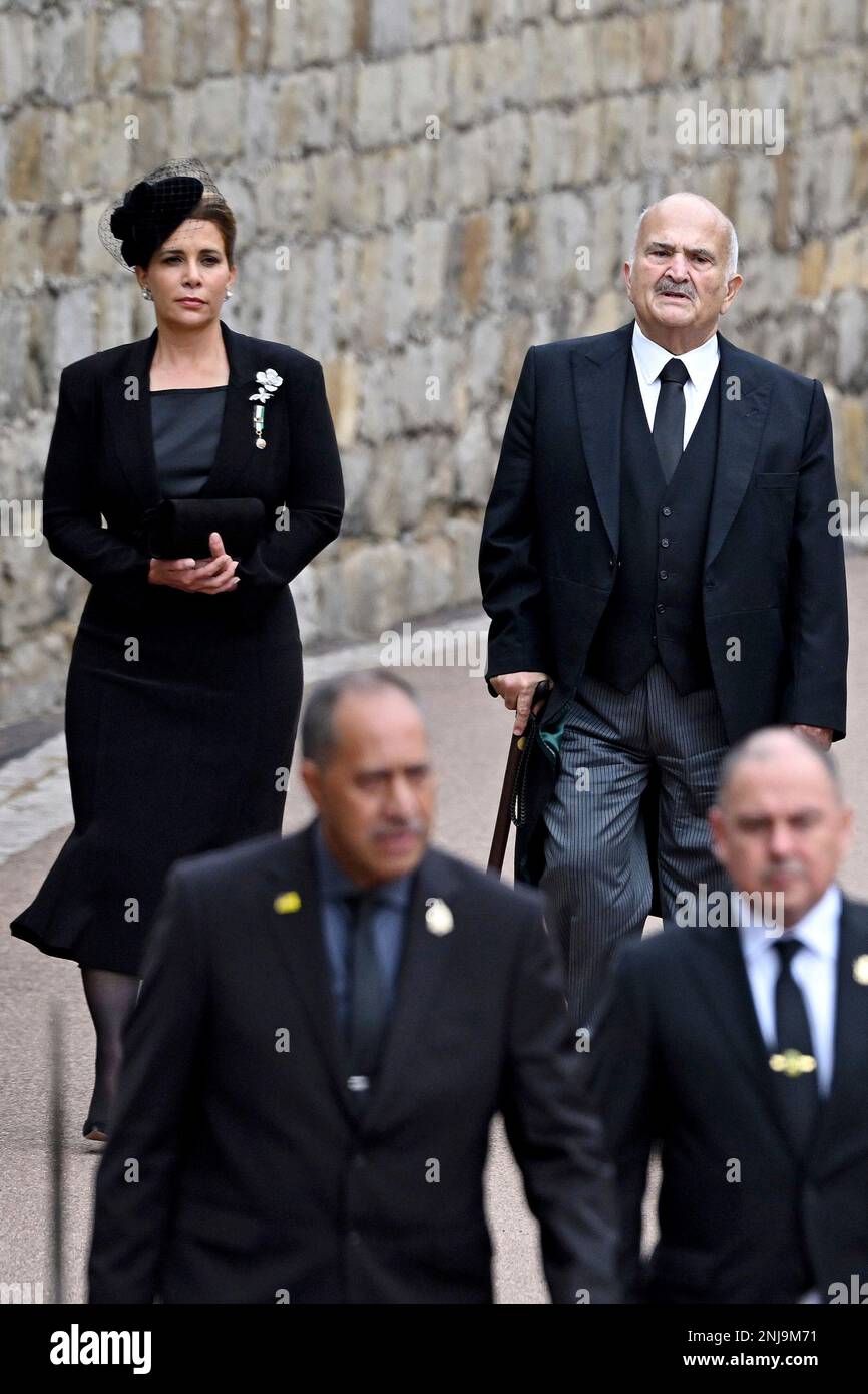 Princess Haya bint Hussein of Jordan, left, and guest arrive at Windsor ...