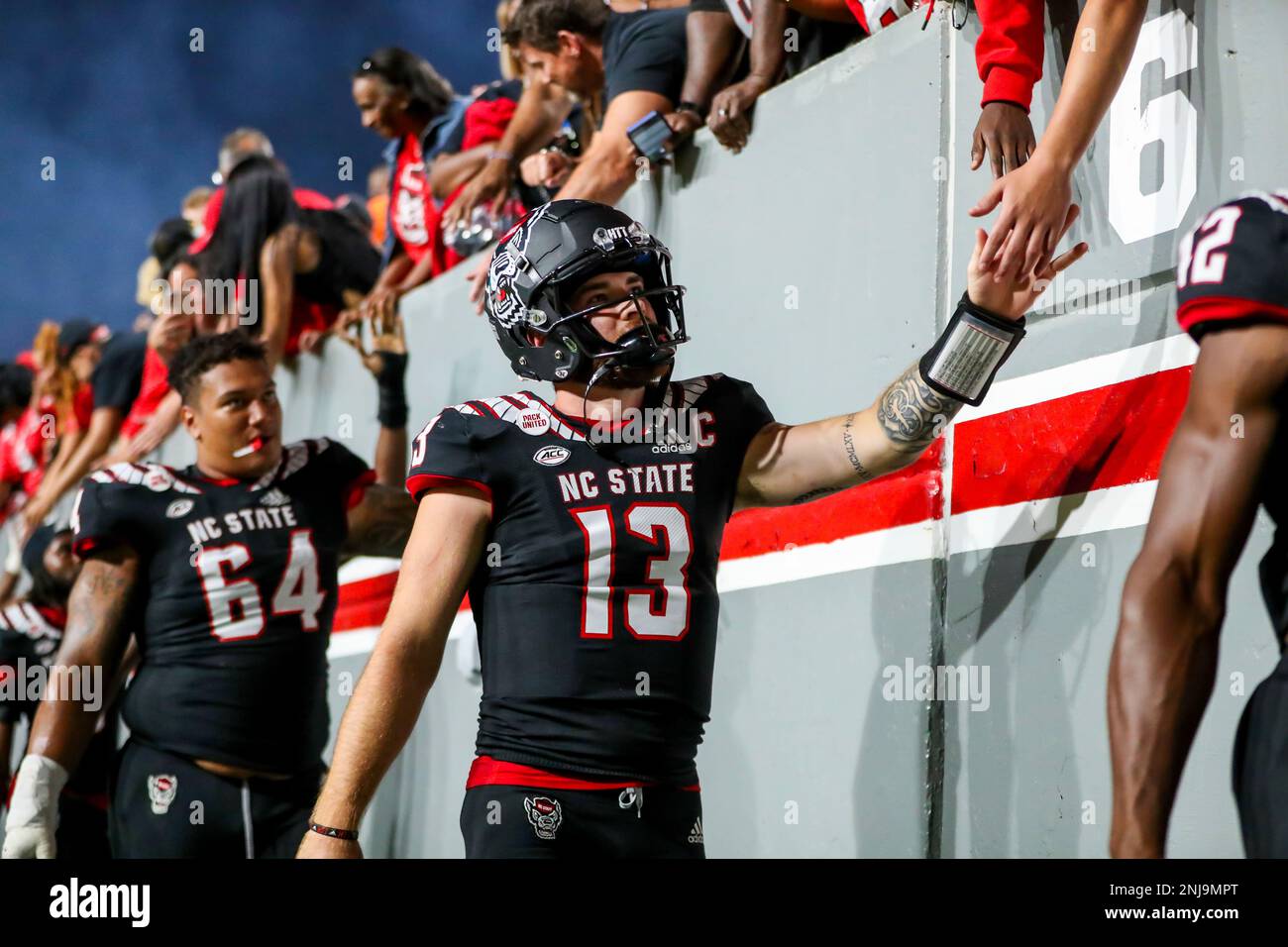RALEIGH, NC - SEPTEMBER 17: Devin Leary (13) of the North Carolina ...