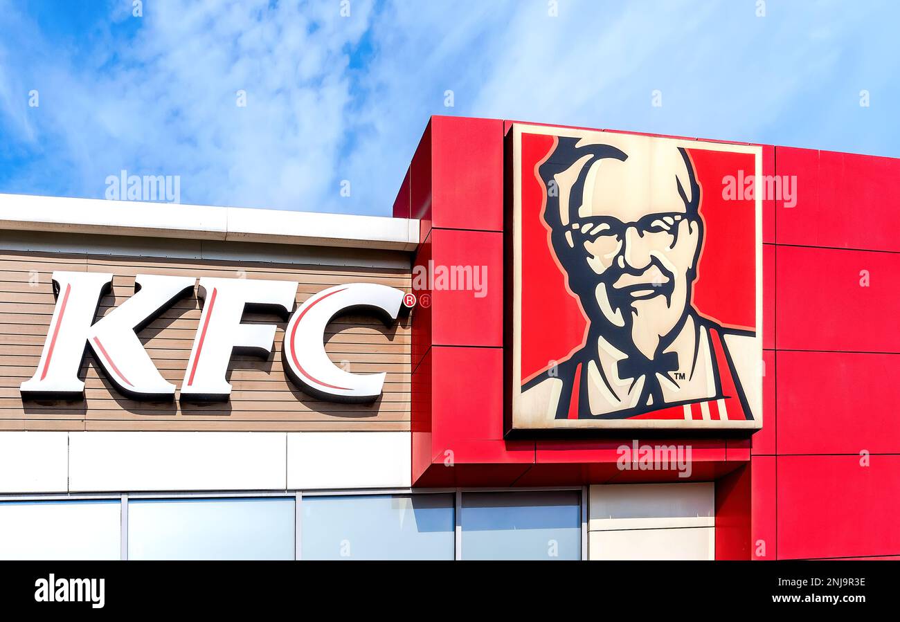 Samara, Russia - August 28, 2022: KFC fast food restaurant logo ...
