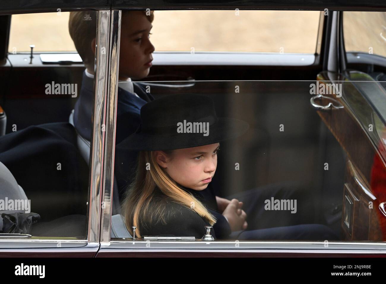 Princess Charlotte and Prince George arrive for the Committal Service ...