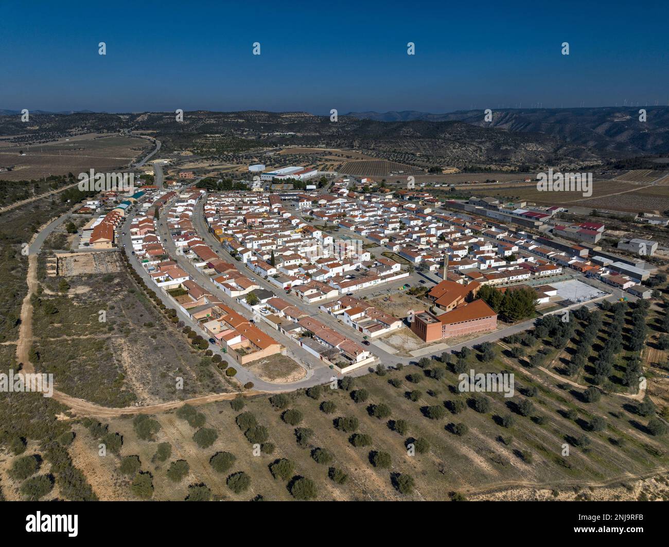Aerial view of the new town of Fayón, built after the construction of ...