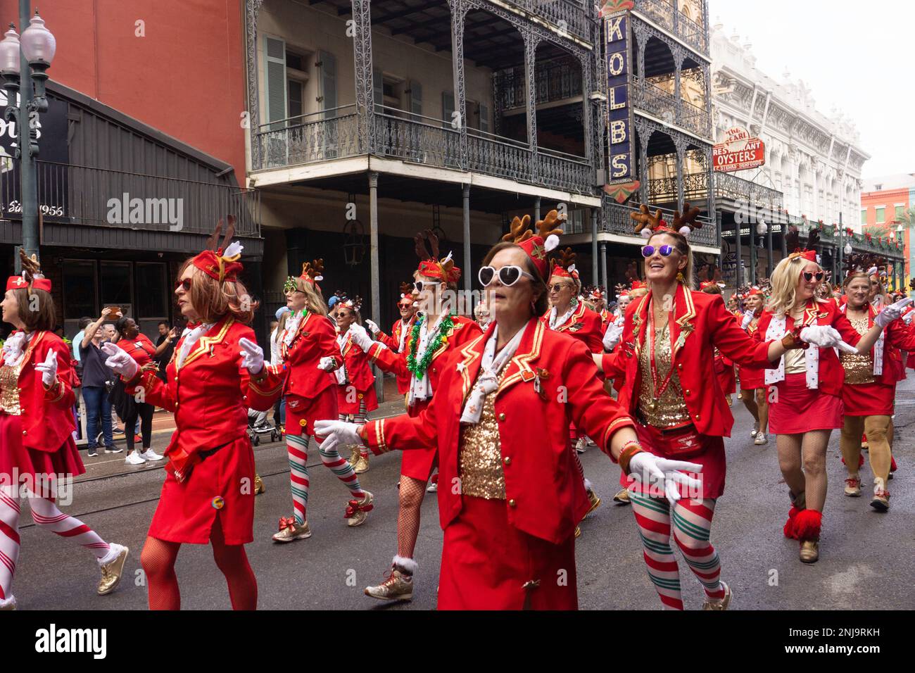 Female marching group strutting through downtown New Orleans in the ...