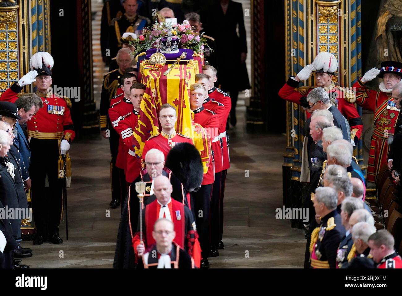 King Charles III, Camilla, the Queen Consort and members of the Royal ...