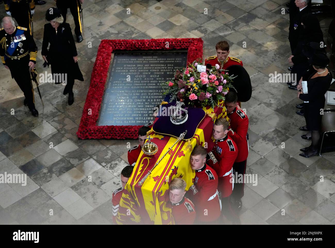 Britain's King Charles III, left, and Camilla, the Queen Consort ...