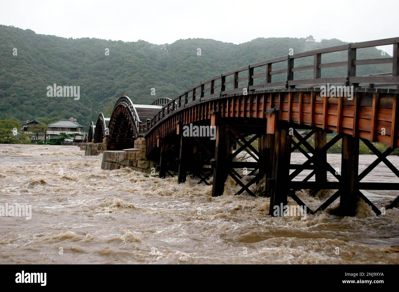 Nishiki-gawa River under the Kintai-kyo Bridge, a famous sightseeing ...
