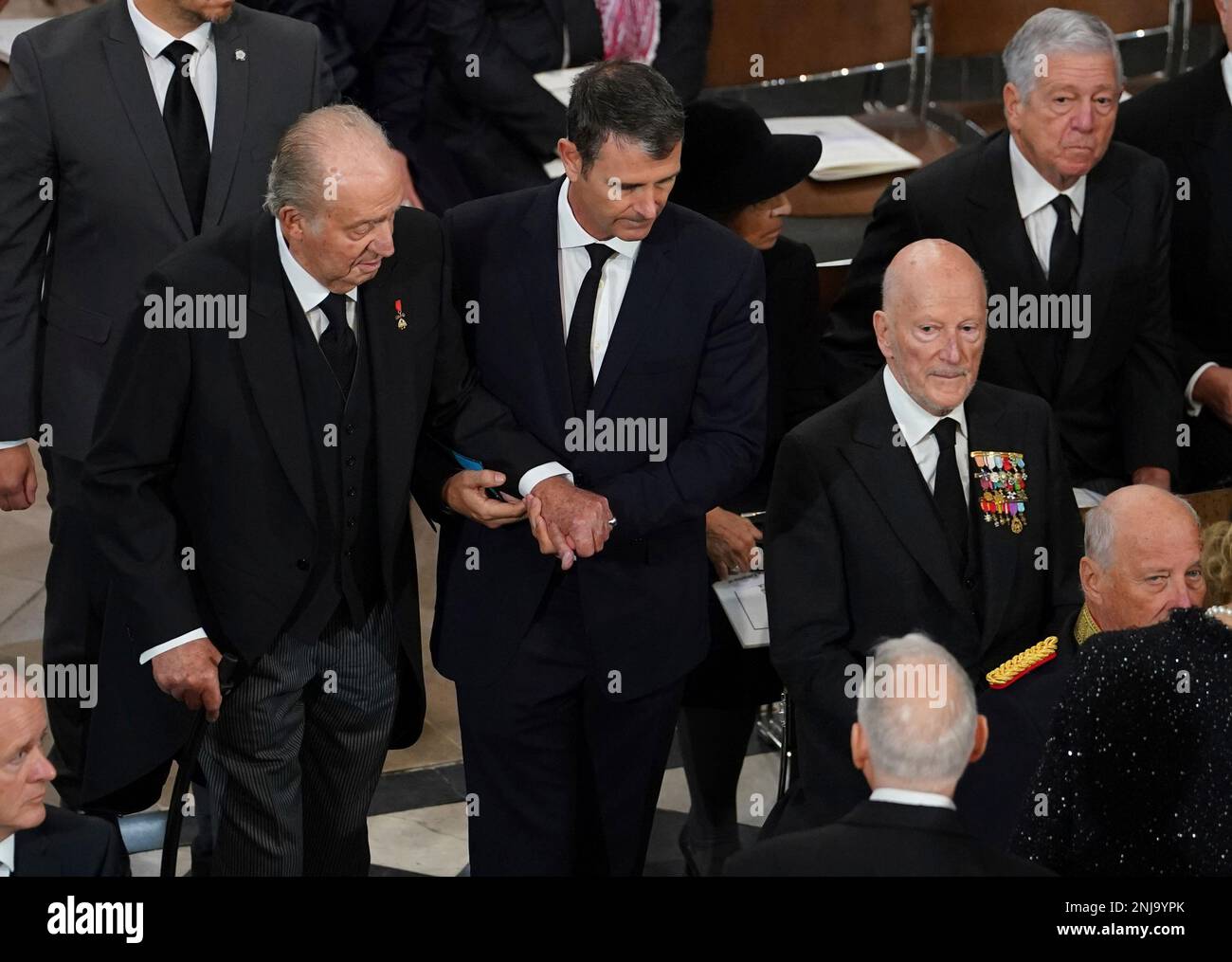 Former Spanish King Juan Carlos, left, attends the State Funeral of ...