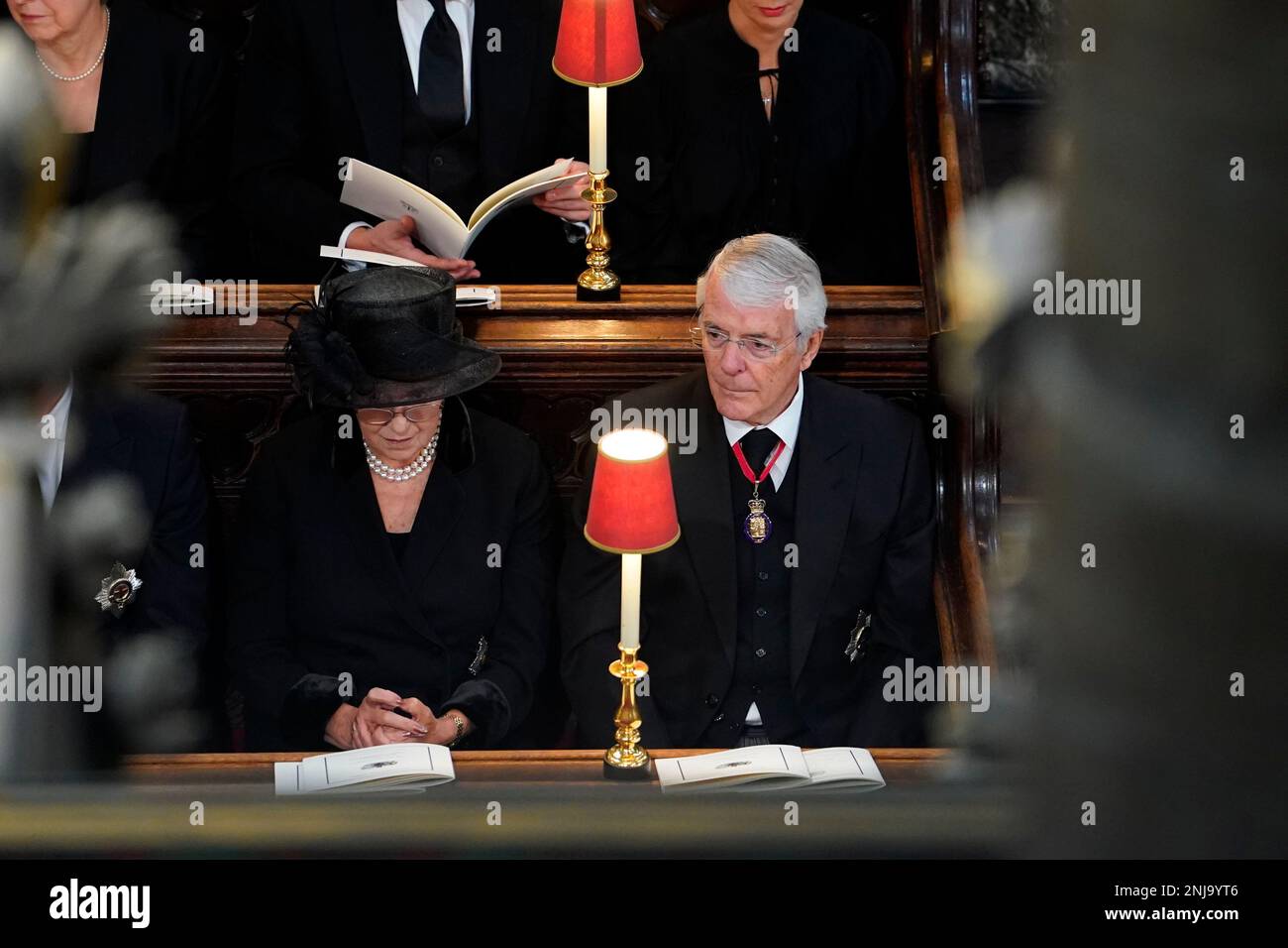 Former Prime Minister John Major and his wife Norma Major attend the ...