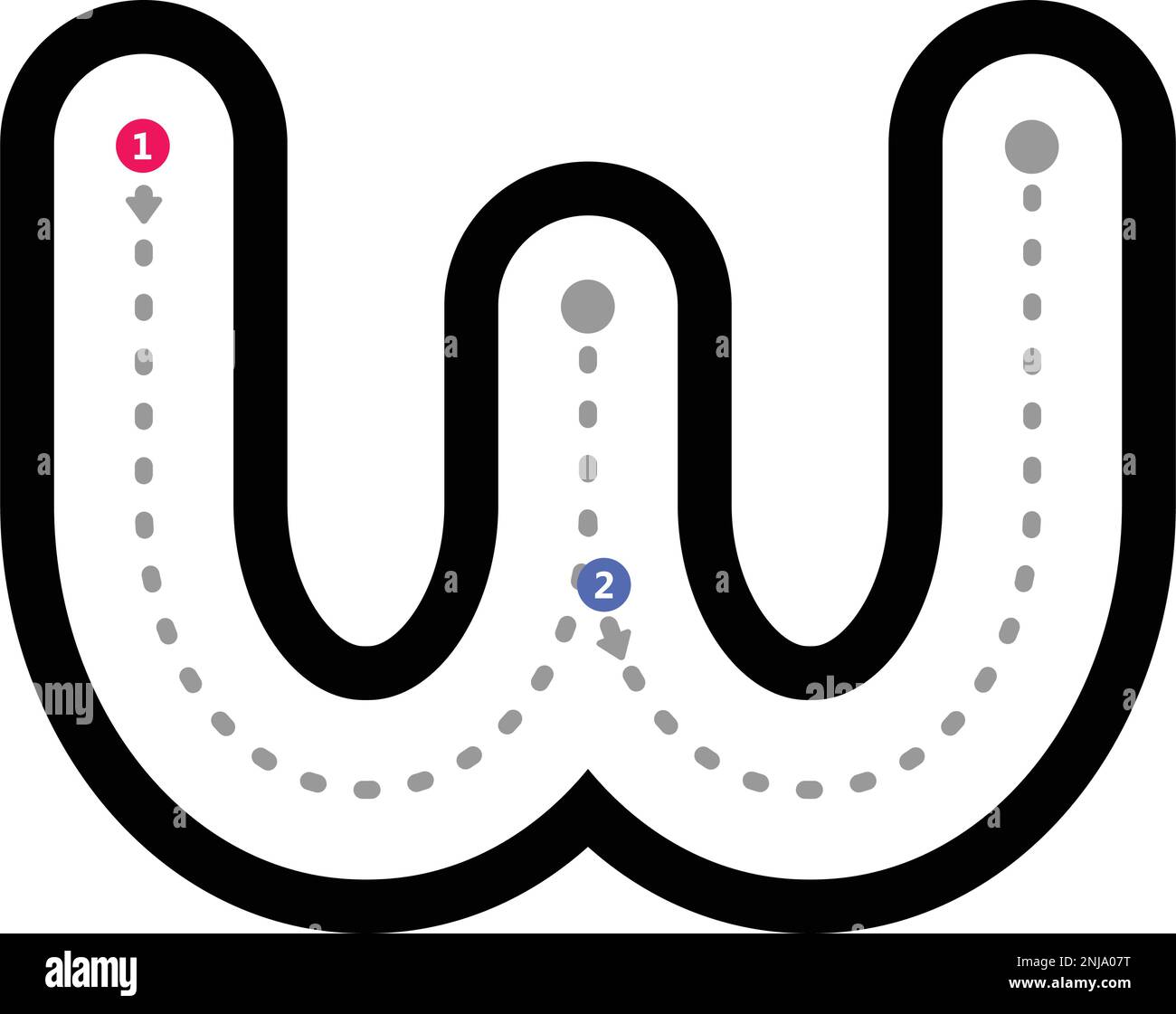 Tracing alphabet letter w lowercase prewriting dotted line element for kindergarten and ...