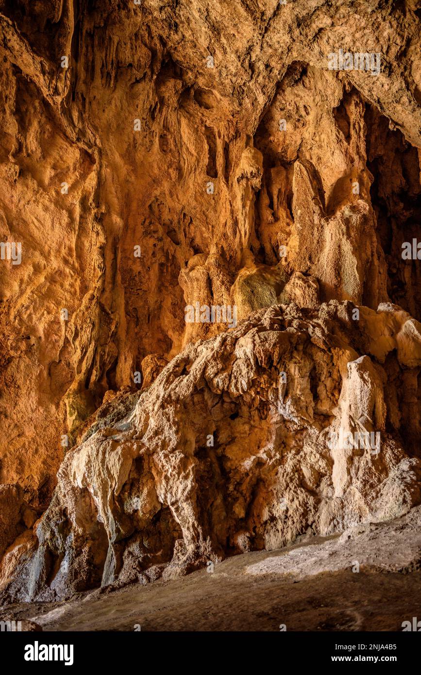 Colomera cave, located in the middle of the Mont-rebei gorge, in the ...