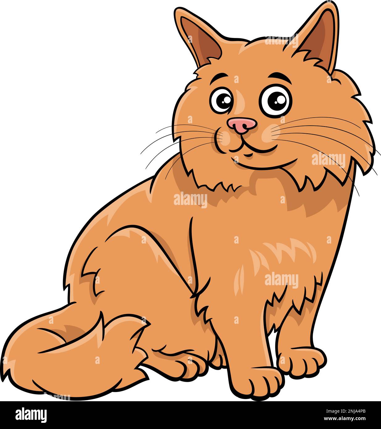 Cartoon illustration of fluffy cat comic animal character Stock Vector ...
