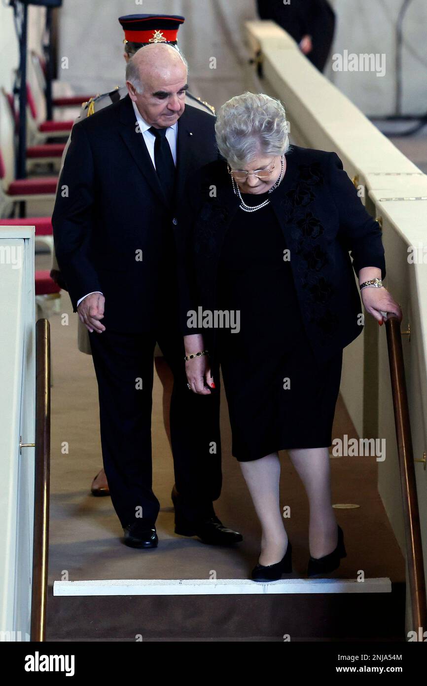 President of Malta George Vella and First Lady Miriam Vella pay their ...