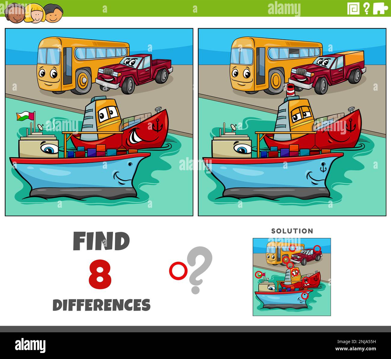 Cartoon illustration of finding the differences between pictures ...