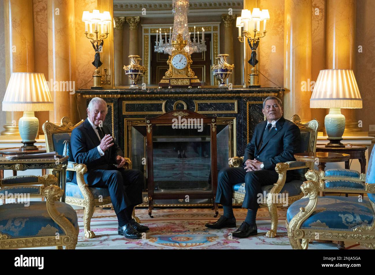 King Charles III receives Prime Minister of Tuvalu Kausea Natano in the ...