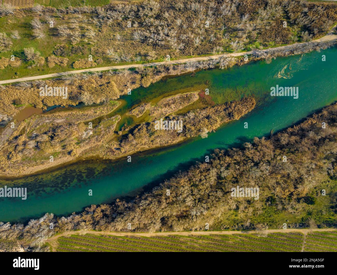 Confluence of the Segre and Cinca rivers, where you can see the ...
