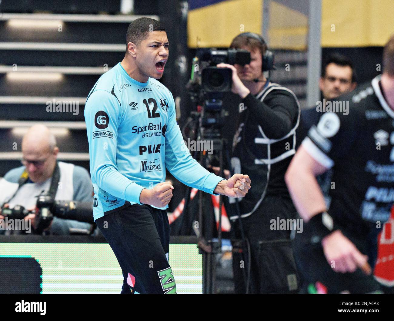 Goalkeeper Emil Kheri Imsgard from Elverum reacts during the EHF ... Goalkeeper Emil Kheri Imsgard from Elverum reacts during the EHF ...
