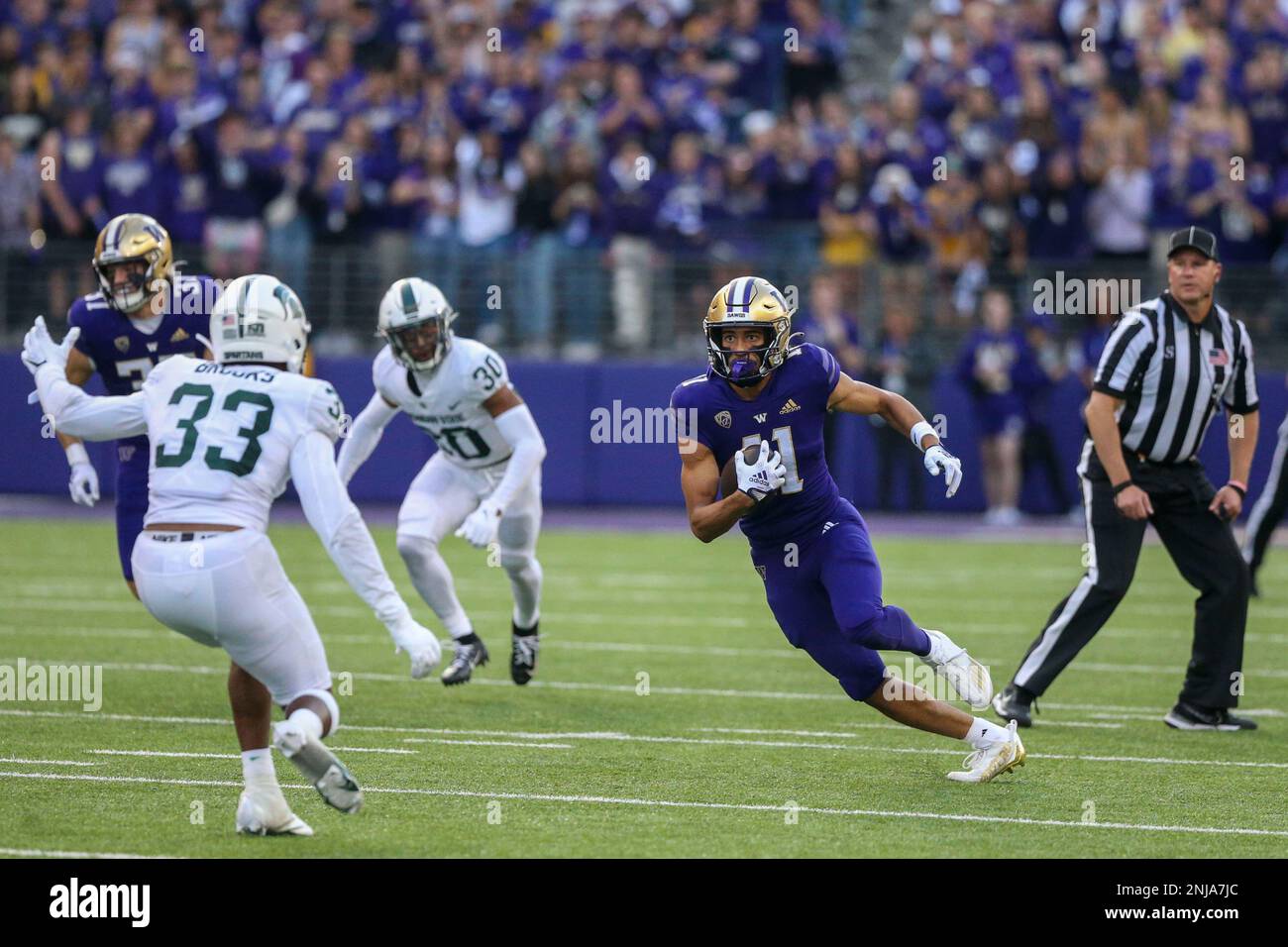 SEATTLE, WA - SEPTEMBER 17: Washington #11 (WR) Jalen McMillan during a college football game ...
