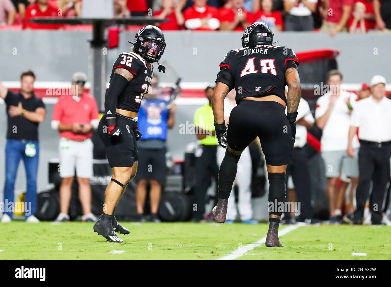 RALEIGH, NC - SEPTEMBER 17: Drake Thomas (32) celebrates with Cory ...