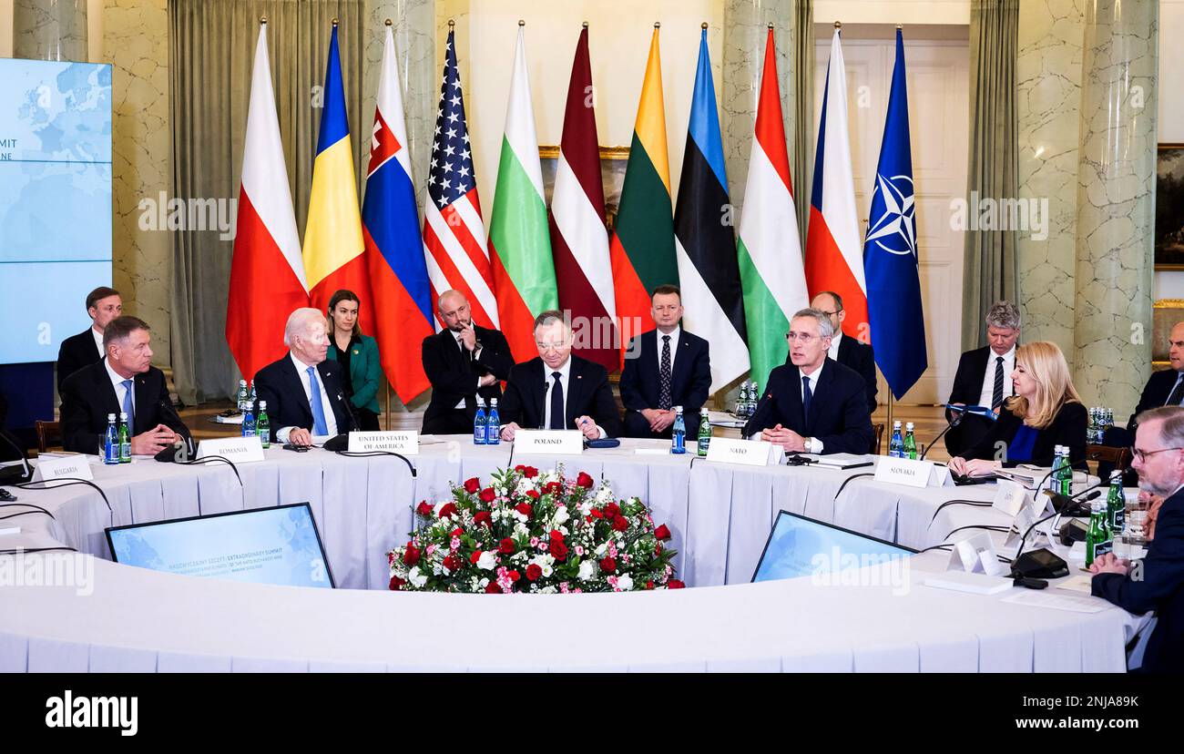 Warsaw, Poland. 22nd Feb, 2023. Leaders attend in summit of NATO ...
