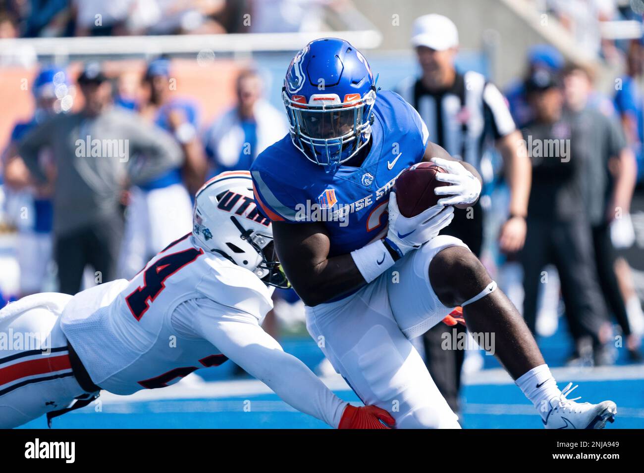 BOISE, ID - SEPTEMBER 17: Boise State Broncos running back Ashton Jeanty (2) rushes with the ...
