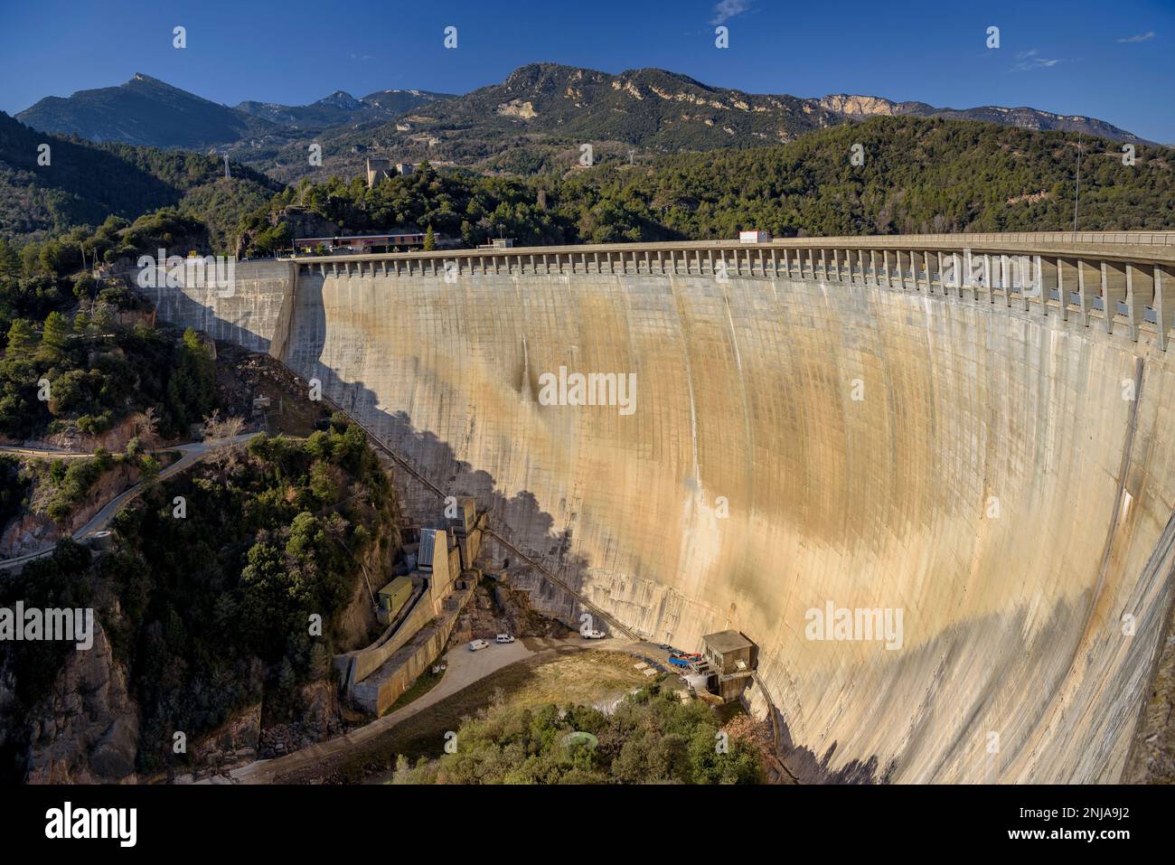 Dam of the Baells reservoir seen from the top (Berguedà, Barcelona ...